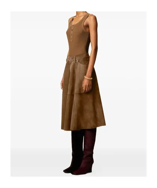 Ami Suede A-line Midi Skirt