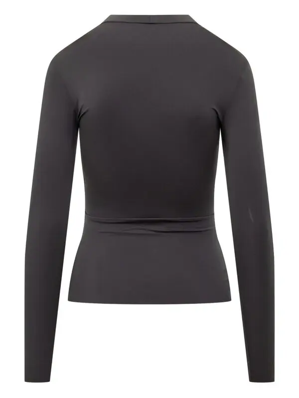 MARINE SERRE Moon Logo Strass Jersey Highneck Long Sleeve Top