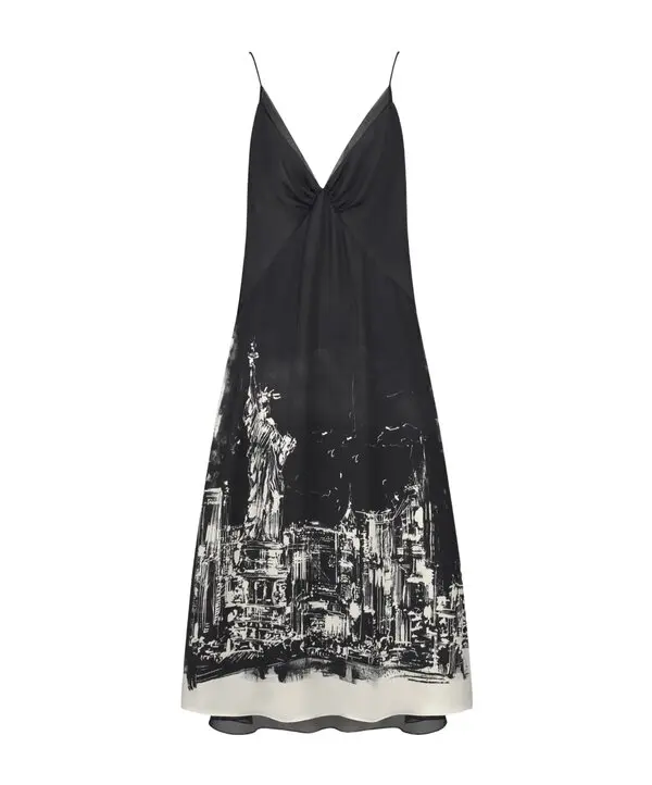 Dior A-line Sling Dress With Deep V-neckline - Black And White