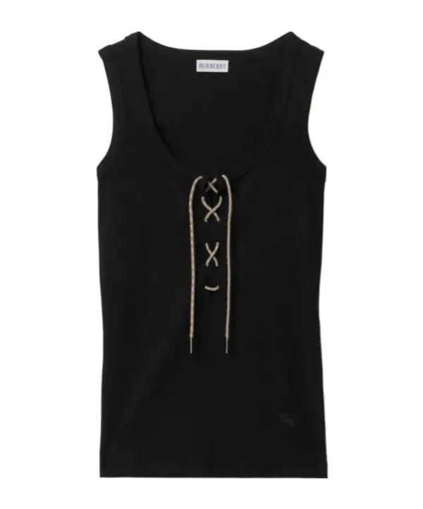 Burberry Lace-up Ribbed Tank Top - Black
