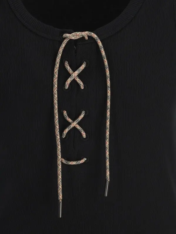 Burberry Lace-up Ribbed Tank Top - Black