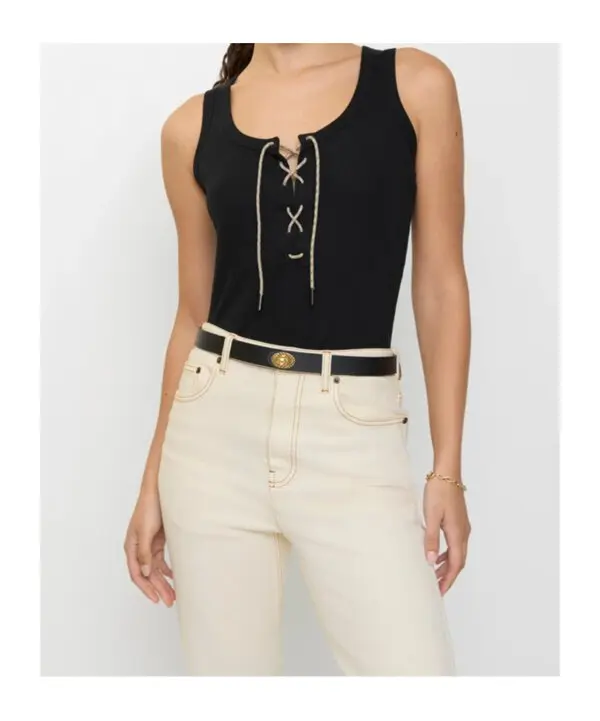 Burberry Lace-up Ribbed Tank Top - Black