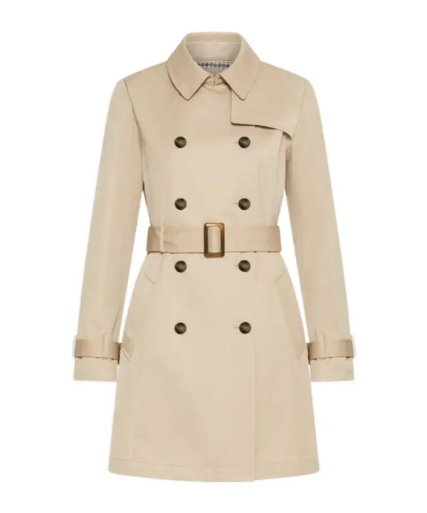 Marella Double-breasted Technical Cotton Trench Coat