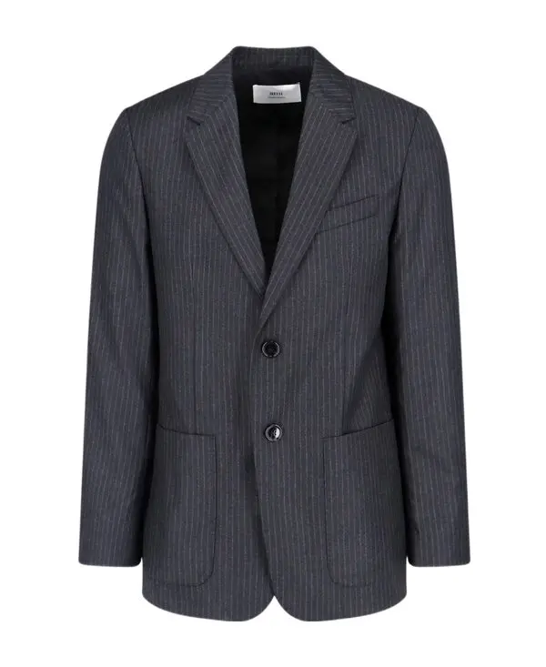 Ami Pinstriped Single-breasted Tailored Blazer - Black