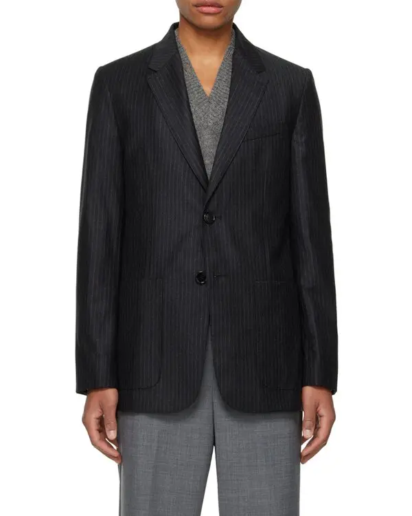 Ami Pinstriped Single-breasted Tailored Blazer - Black