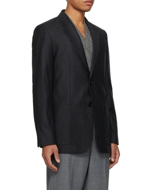 Ami Pinstriped Single-breasted Tailored Blazer - Black
