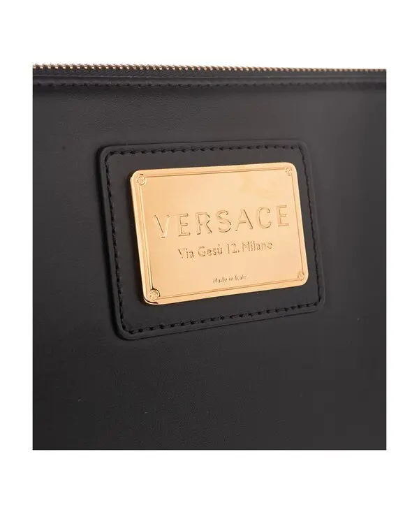 Versace Metal Logo Zipper Handbag