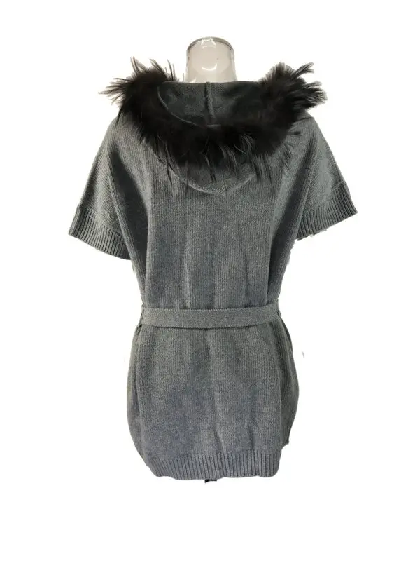 Max Mara Short-sleeved Knitted Cardigan With Hood And Waist Strap