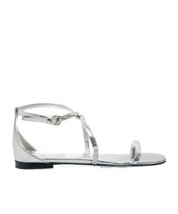 Alexander McQueen Strappy Metallic Sandals - Gray