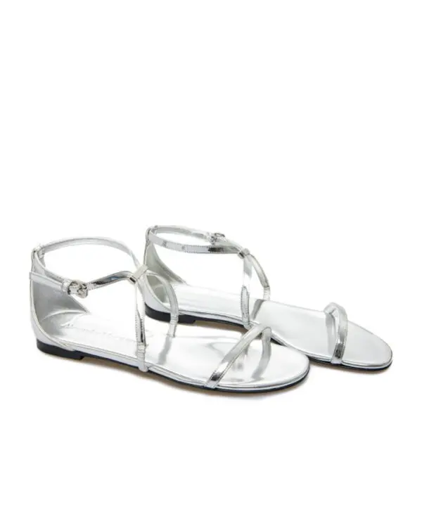 Alexander McQueen Strappy Metallic Sandals - Gray