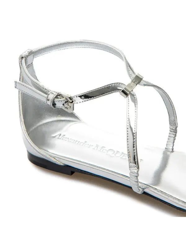 Alexander McQueen Strappy Metallic Sandals - Gray