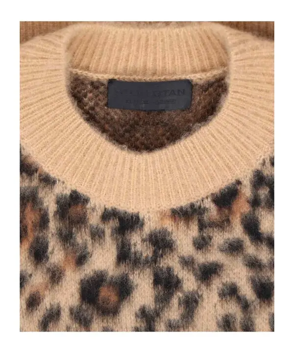 NILI LOTAN Leopard Print Brushed Sweater