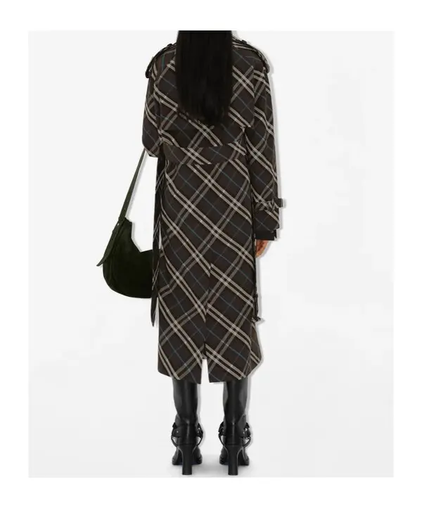 Burberry Double Breasted Belted Checked Trench Coat - Snug