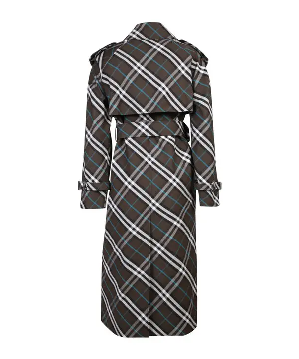 Burberry Double Breasted Belted Checked Trench Coat