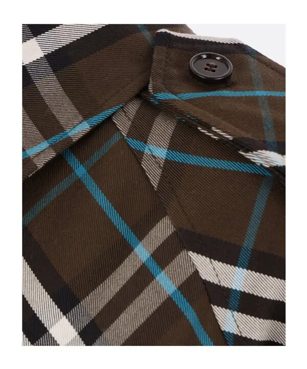 Burberry Double Breasted Belted Checked Trench Coat