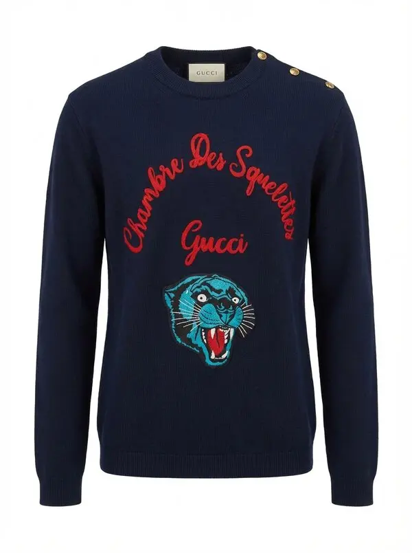 Gucci Tiger Emblem Knit Sweater - Black