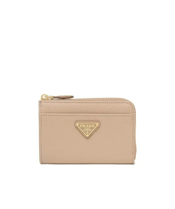 Prada Triangle-logo Zipped Wallet - Nude