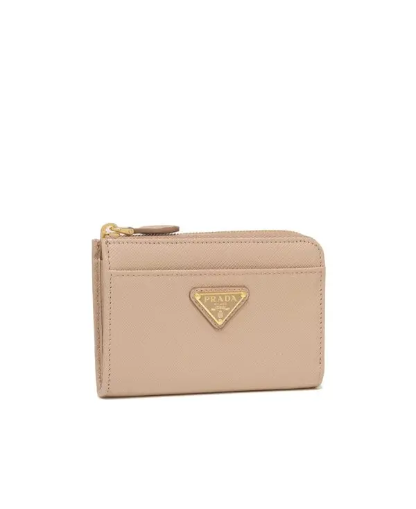 Prada Triangle-logo Zipped Wallet - Nude