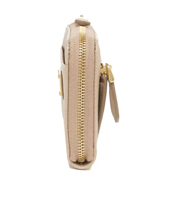 Prada Triangle-logo Zipped Wallet - Nude