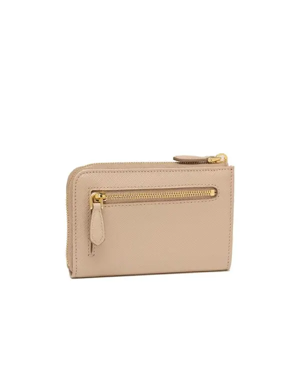 Prada Triangle-logo Zipped Wallet - Nude
