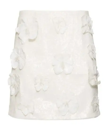 ROTATE BY BIRGER CHRISTENSEN Saje Sequined Flower Trim Skirt - White