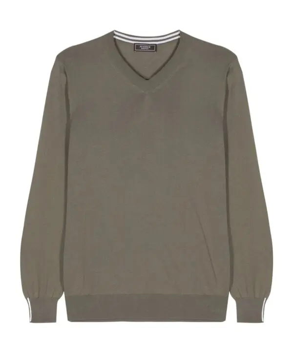 Peserico V-neck Sweater With Side Stripe Detail