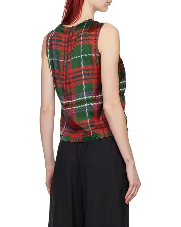 Comme Des Garçons Checked Sleeveless Top