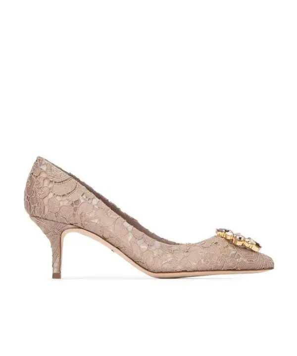 Dolce & Gabbana Embellished Lace Pumps - Nude
