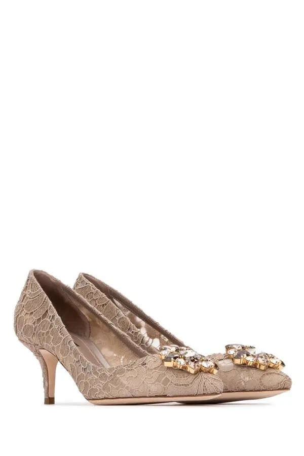Dolce & Gabbana Embellished Lace Pumps - Nude