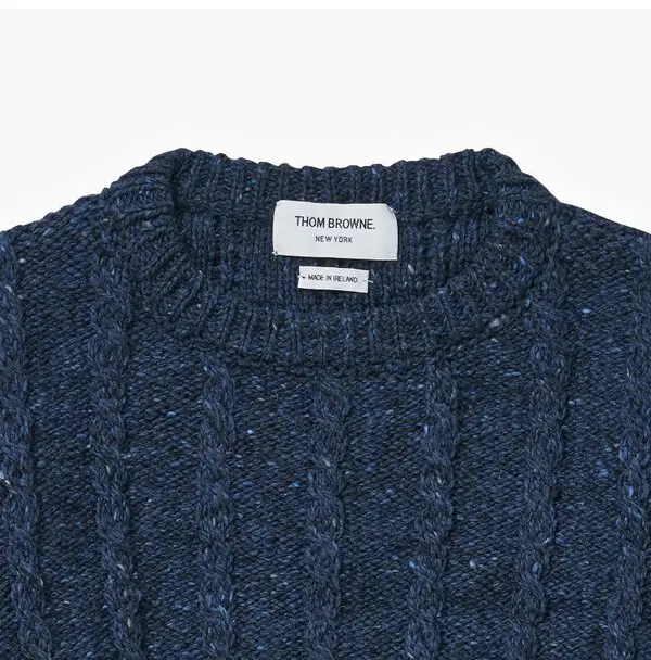 Thom Browne Rwb Stripe Cable-knit Crewneck Jumper