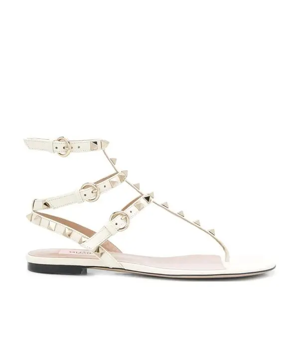 Valentino Garavani Rockstud Open Toe Sandals - Light Ivory White