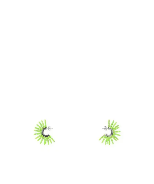 Bottega Veneta Crystal Inlaid Logo Hoop Earrings - Green
