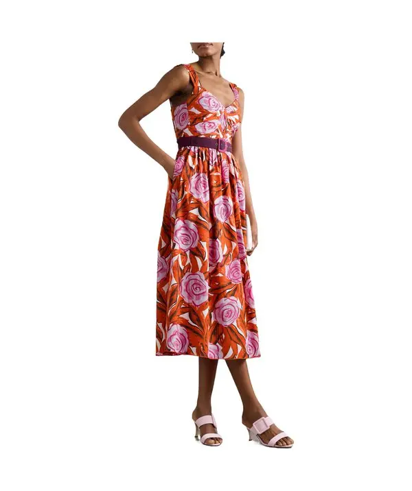 Diane Von Furstenberg Floral Print Sleeveless Midi Dress