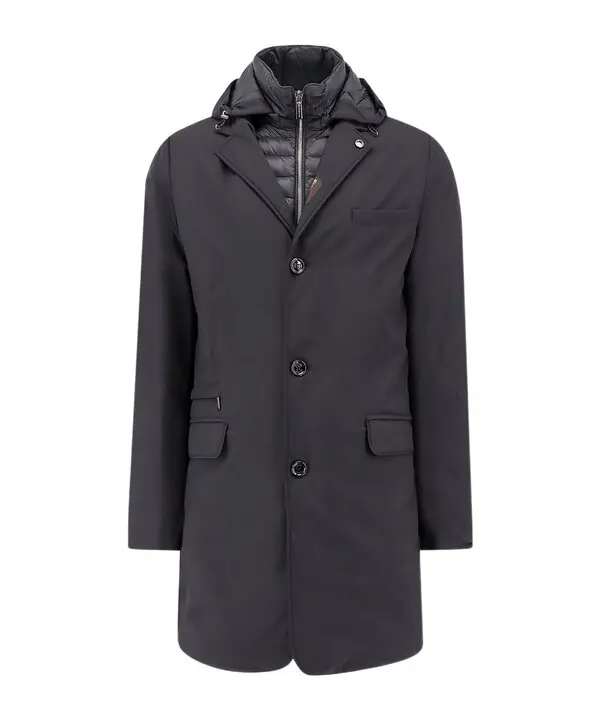 MOORER Straight Hem Hooded Coat