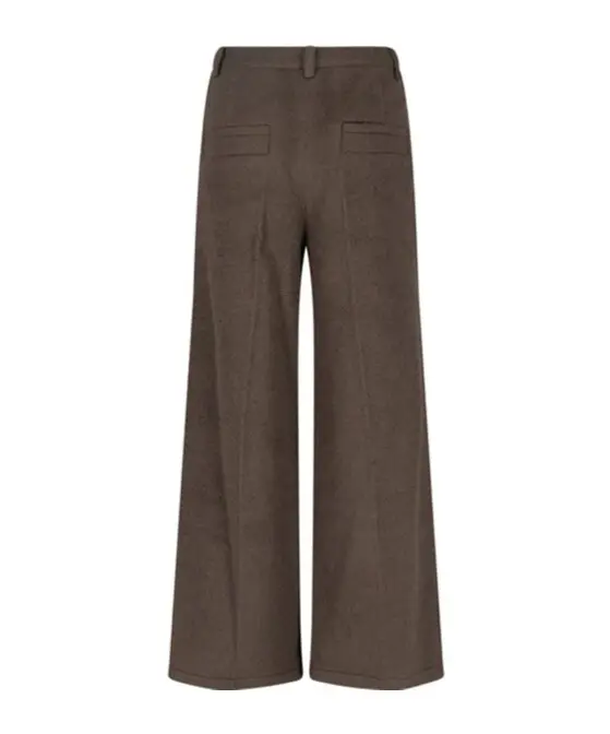 LOW CLASSIC Pleated Wide-leg Trousers - Brown