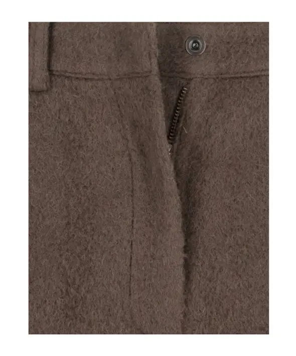 LOW CLASSIC Pleated Wide-leg Trousers - Brown