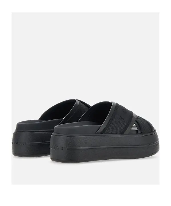 Hogan Platform Sandals With Monogram Detail - Black