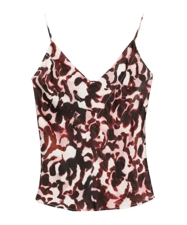 FORTE_FORTE Sleeveless V-neck Graphic Print Top