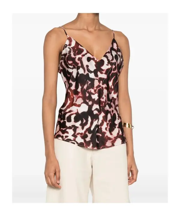 FORTE_FORTE Sleeveless V-neck Graphic Print Top