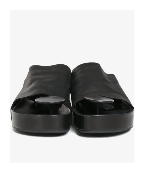 UMA WANG Open Toe Round Head Slip-on Sandals - Black