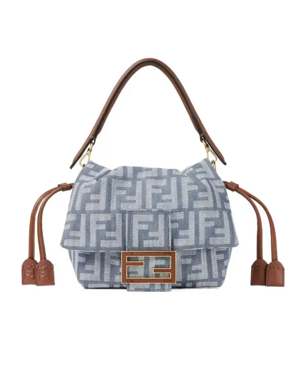 Fendi Mamma Baguette Ff Jacquard Small Shoulder Bag - Blue