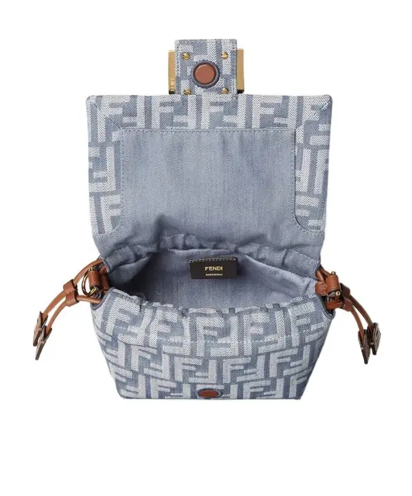 Fendi Mamma Baguette Ff Jacquard Small Shoulder Bag - Blue
