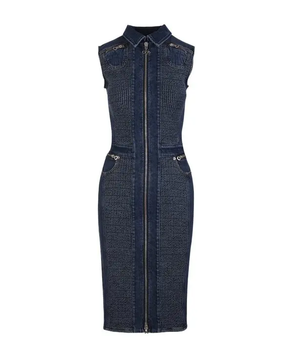 DIESEL® Sleeveless Smocked Denim Dress - Blue