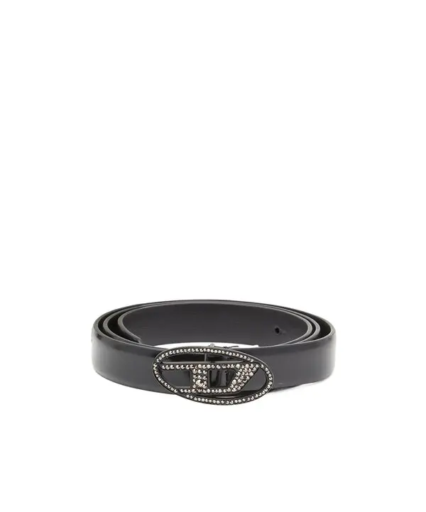 DIESEL® Oval D Logo Embellished Belt - Black