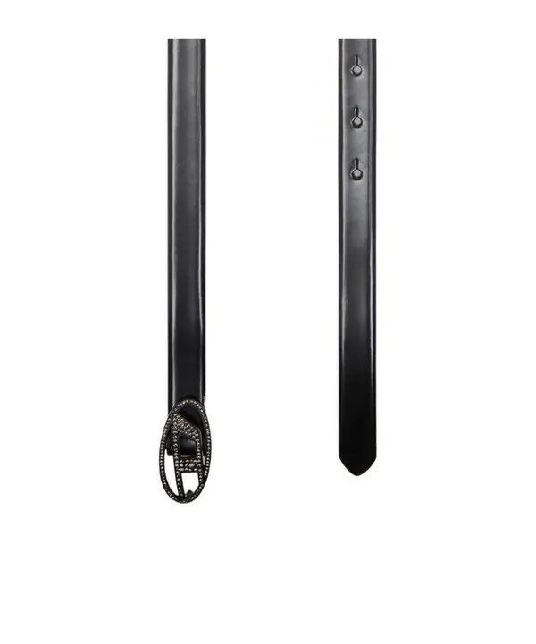 DIESEL® Oval D Logo Embellished Belt - Black