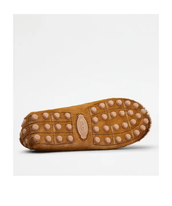 TOD'S Gommino Slip-on Loafers With Horizontal Strips And Letter Prints - Brown