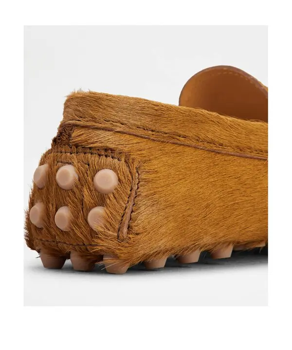 TOD'S Gommino Slip-on Loafers With Horizontal Strips And Letter Prints - Brown