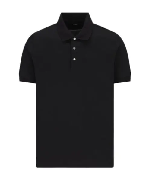 Fendi Ff Embossed Short Sleeved Polo Shirt - Black