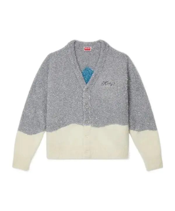 Kenzo Winter Holidays' Tinsel Cardigan In Mixed Wool - Silver