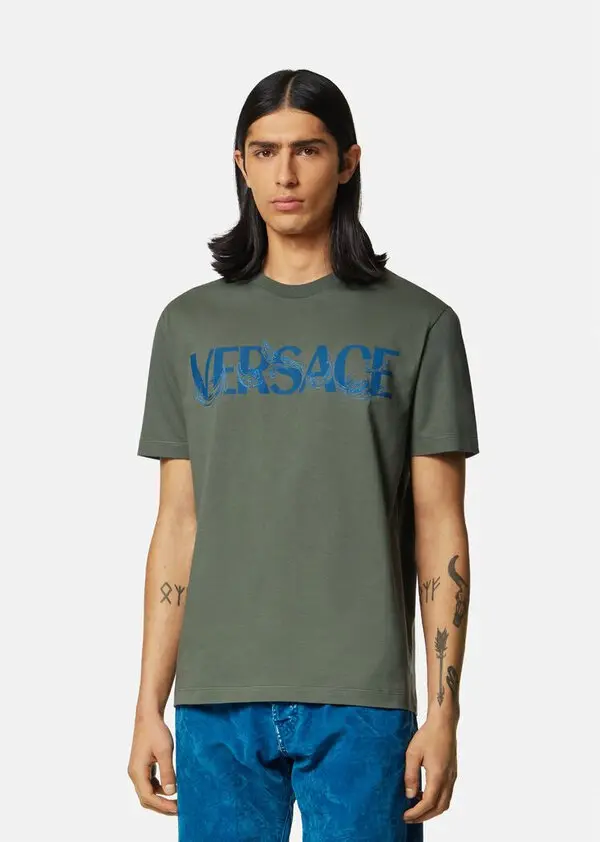 Versace Logo Printed Crewneck T-shirt